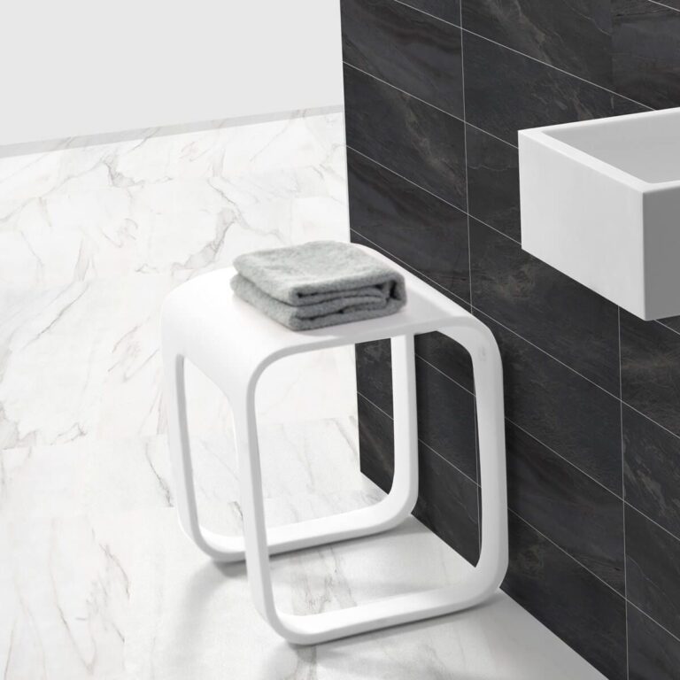 Design Badhocker aus Mineralguss freistehend Stuhl Hocker Badmöbel ...
